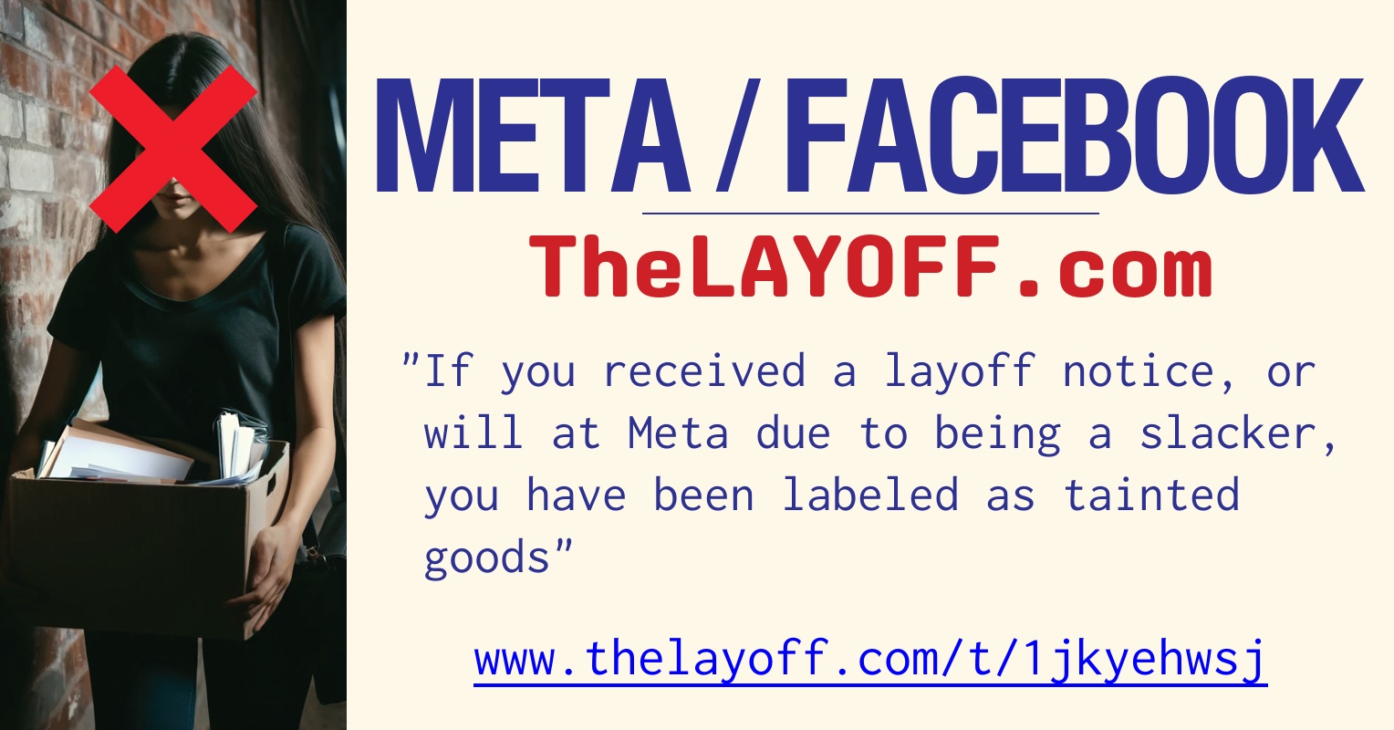 If you received a layoff notice, or will at Meta due to being a slacker ...