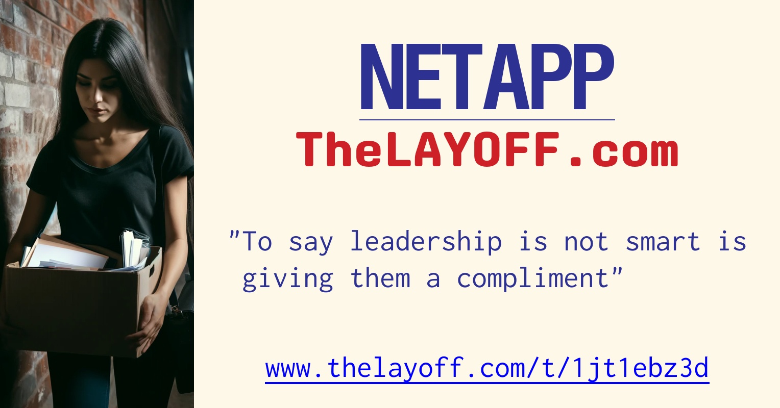 To say leadership is not smart is giving them a compliment - post regarding NetApp layoffs