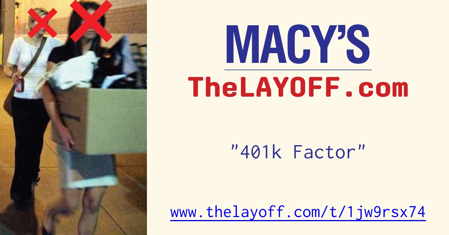 401k Factor - post regarding Macy's Inc. layoffs