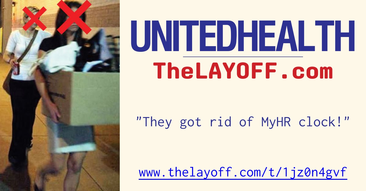 They got rid of MyHR clock! - post regarding UnitedHealth Group Inc ...