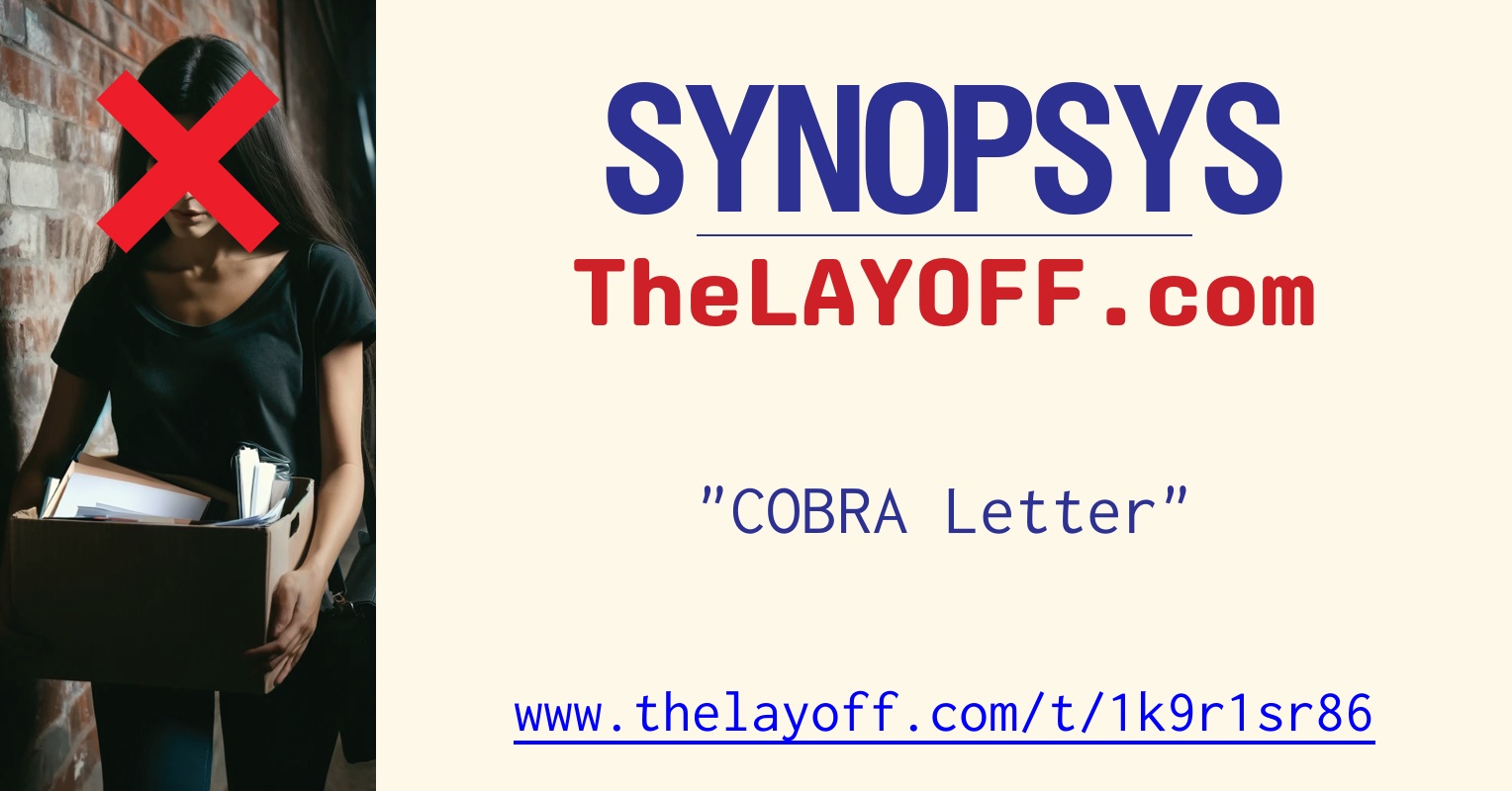 COBRA Letter - post regarding Synopsys Inc. layoffs