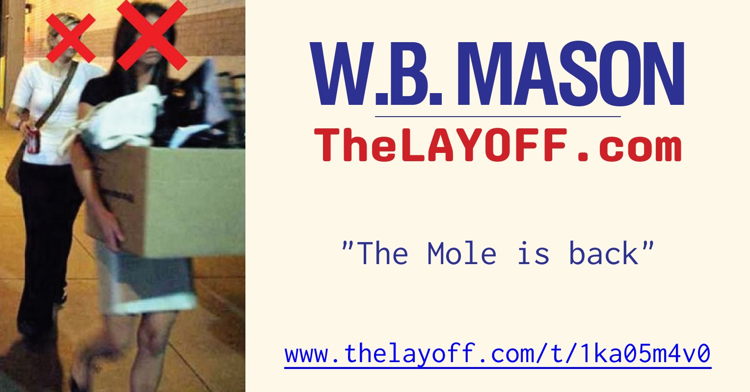 The Mole is back - post regarding W.B. Mason layoffs