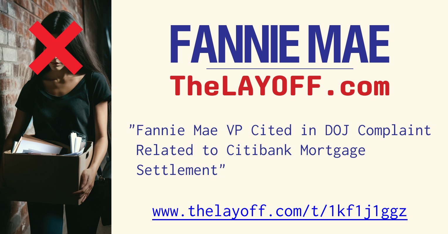 Fannie Mae VP Cited in DOJ Complaint Related to Citibank Mortgage ...