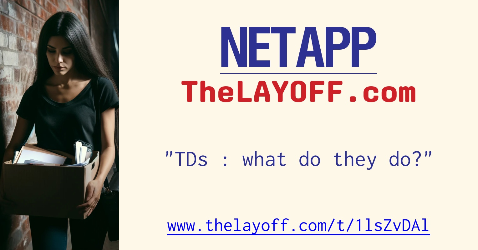 TDs : what do they do? - post regarding NetApp layoffs
