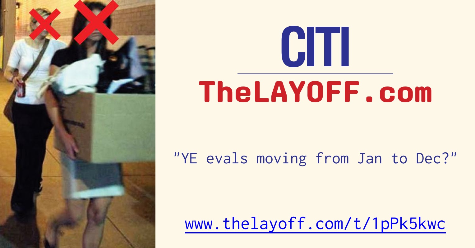 YE evals moving from Jan to Dec? - post regarding Citigroup Inc ...