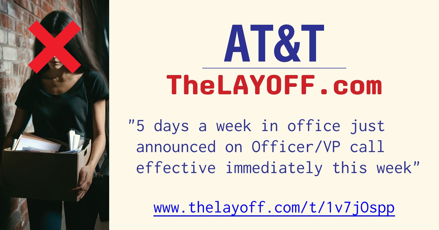 5 days a week in office just announced on Officer/VP call effective immediately this week - post ...