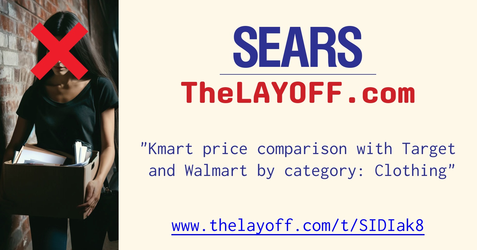 Kmart price comparison with Target and Walmart by category: Clothing ...